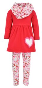 unique baby girls valentines day red & pink hearts toddler legging set outfit (10 years, red)