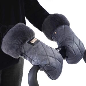 emma warm muff stroller gloves, wind and water-resistant, with universal fit, kids baby pram stroller accessory, anti-freeze gloves, best for freezing cold winter conditions, grey