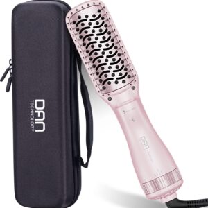 dan technology hair dryer, negative ion 3 in 1 paddle brush dryer & styler, pink, 600w, for damaged hair, with 2 speeds, 3 heating settings, nylon material, alci safety plug, [in] hair care or beauty