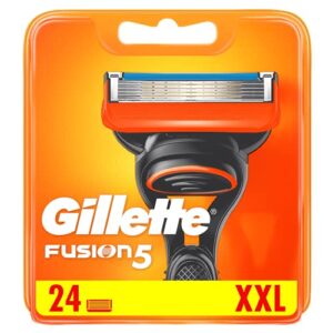 gillette fusion5 razor blades men, pack of 24 razor blade refills with precision trimmer, 5 anti-friction blades, packaging may vary