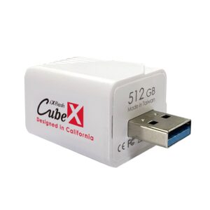 piodata ixflash cube 512gb photo storage device apple mfi certified usb type a for iphone & ipad, auto backup photos & videos