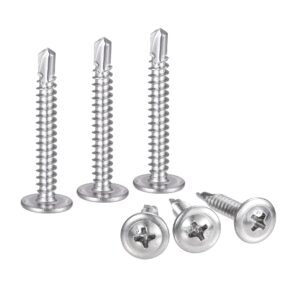 uxcell phillips head self tapping screws, 8 x 1-1/4" 410 stainless steel self drilling sheet metal screw 100pcs