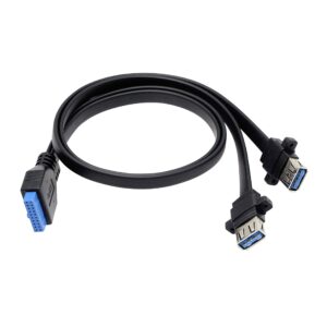 xmsjsiy usb 3.0 front panel cable, motherboard 19/20pin cable to usb female splitter adapter extension connector -50cm/19.6inch