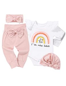 wiqi baby girl clothes newborn girl clothes baby girl outfit new born clothes baby girl long sleeve rainbow romper baby girls' clothing pink pants fall winter newborn girl outfits