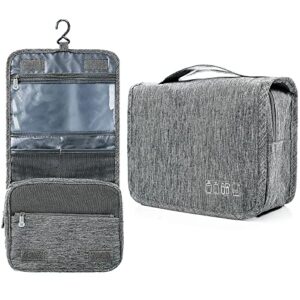 hanging toiletry bag large capacity men and women waterproof travel cosmetic bag bathroom storage bag (grey)