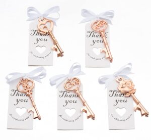 50 pcs key bottle openers,wedding favors,gifts,decorations or souvenirs for guests bulk,bridal shower party favors with card tag (gold)