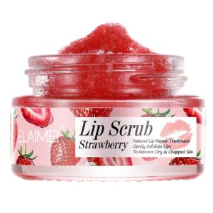 lip scrub, exfoliator moisturizer lip sugar scrub moisturizing collagen lip balm mask night sleep lip mask effectively moisturizes and repairs dry lips lip treatment - strawberry