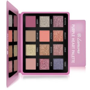 lamora nude pink eyeshadow palette - 12 rose highly pigmented shimmer & matte shades - travel size makeup palette with mirror