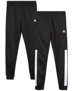 rbx boys' sweatpants - 2 pack tricot active performance fleece basic jogger pants - breathable athletic pants for boys (4-20), size 5-6, white/black