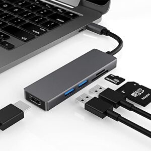 convenient and practical 5 in 1 type-c to hdmi + 2 x usb 3.0 + sd/tf card slot hub adapter