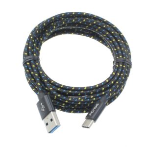 10ft usb cable type-c charger cord power compatible with cat s62 phone, wire usb-c long braided fast charge sync high speed