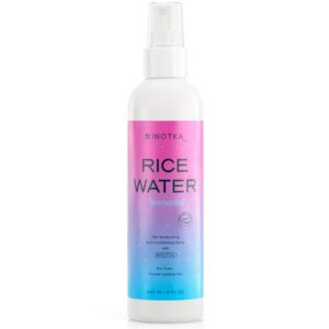 fermented rice water hair mist for hair growth (8 oz) with biotin and lavender for thicker and fuller looking hair, conditioning, moisturizing, ph balanced