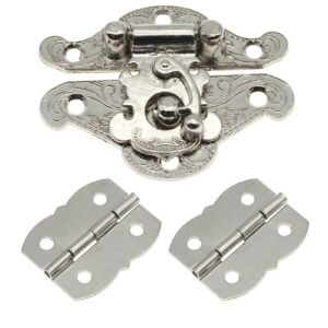 1 pcs antique hasp latch and 2 pcs butterfly-shape hinges decorative lock buckle with matching screws[fdxgyh,silver]