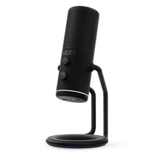 nzxt capsule - ap-wumic-b1 - usb cardioid streaming, gaming & podcasting microphone - crystal clear voice clarity - built-in shock absorber - easy boom arm mounting - twitch, discord, youtube - black