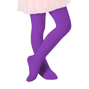 zando girls dance tights stretchy comfort leggings colorful pants elastic ballet footed tight for girl purple 3-6 years