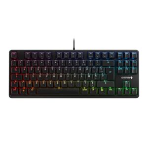 cherry g80-3000n rgb tkl, french layout, azerty keyboard, wired keyboard, mechanical gaming keyboard, mx silent red switches, black