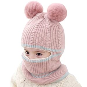 toddler winter hat baby winter hat scarf set boys girls winter hood scarf beanie fleece balaclava earflap skull cap 2-5t pink