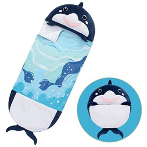 kids sleeping bags with pillow?pillow & sleepy sack, portable and foldable, lightweight and breathable, 2 in 1 pillow&sleeping bags for spring and summer, gift for kids(m-54“x 20” shark)