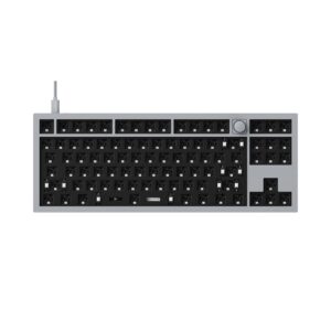 keychron q3 tkl layout rgb hot-swappable wired custom mechanical keyboard full aluminum knob iso barebone version, with qmk/via programmable macro double-gasket diy kit for mac windows linux-grey