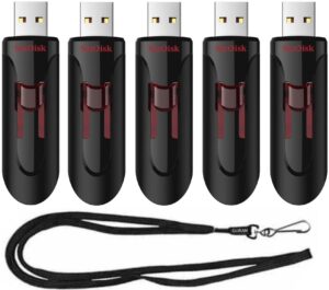 sandisk 16gb (5 pack) cruzer glide usb 3.0 flash drive sdcz600-016g-b35 bundle with (1) goram black lanyard (16gb, 5 pack)