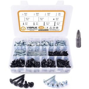 vigrue #8 phillips modified truss head wood screws self tapping screws assortment kit, 400pcs