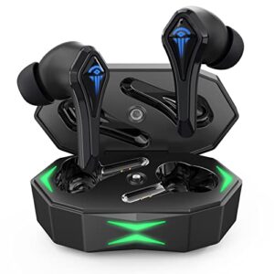 bluetooth earbuds, 50ms low latency gaming wireless earbuds, qtree 5.2 version,noise cancelling, 36h playing time, ipx5 waterproof deep bass music mode for iphone and android