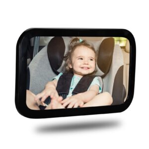 aoutrow 360 degree baby car mirror, rearview baby mirror, safety toddlers rear facing car seat mirror, crystal clear view,safety, shatterproof, adjustable