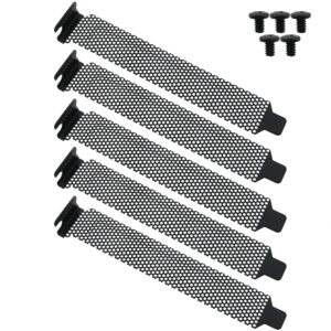 chenjin pci slot cover 5pcs black pci dust filter blanking plates with 5pcs screws vented slot cover