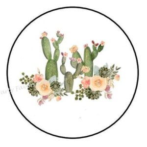 1.5" inch cactus flowers stickers - cactus stickers - cactus envelope stickers seals labels - #aa61rk (90 pcs)