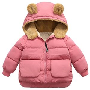 happy cherry toddler winter warm jacket down comfortable coat hoody puffer outwear cartoon cotton hoodies soft solid autumn jackets thick windproof coat 3-4 years pink