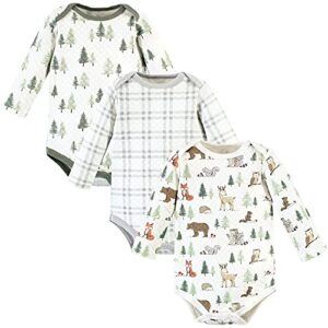 hudson baby girls quilted long sleeve cotton bodysuits and toddler t-shirt set, forest animals, 6-9 months us