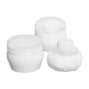 toyvian 2 sets powder puff box fluffy body after- bath powder face body villus powder puff container makeup cosmetic talcum powder holder with hand holder white