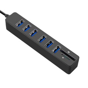 usb hub, universal ultra slim data hub 6 port usb 2.0 hub multifunctional splitter, 2.0 usb extension splitter with 60cm cable(black)