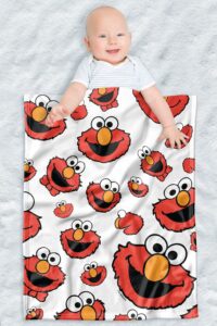 logovision sesame street lightweight baby blanket, 30"x40", elmo face pattern unisex for infants girls & boys