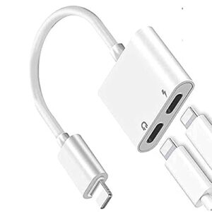 dual lightning splitter for iphone,[mfi certified] iphone headphone adapter 2 in 1 dual lightning headphone jack audio + charge cable compatible for iphone 12/12 pro/11/xs/xr/x 8 7/ipad/ ipod