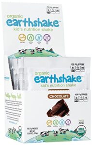 earthshake organic kids protein nutritional shake, chocolate - non gmo, lactose free, soy free, gluten free, less than 1g of sugar per serving, amazing taste | all ages 2 & up (chocolate, 10 count)