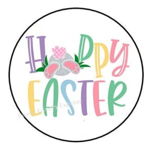 1.5" inch happy easter bunny stickers - happy easter stickers - bunny stickers envelope seals labels - d #aa61rk (30 pcs)