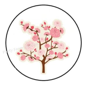 1.5" inch cherry blossom stickers - cherry flower stickers - floral stickers envelope seals labels - #aa61rk (30 pcs)