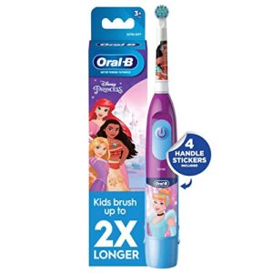 oral-b kid's battery toothbrush featuring disney princess, for kids 3+