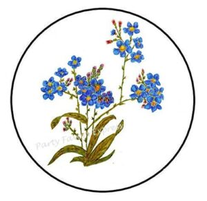 party favors express 1.5" inch forget me not flower stickers - 30 pcs