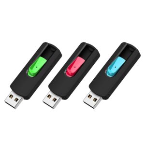 aiibe flash drive 8gb 3 pack usb drive 8gb thumb drive usb 2.0 memory stick usb flash drives (8gb, red green cyan)