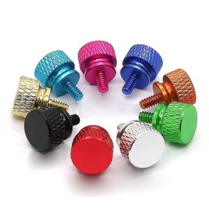 10pcs 6#-32 * 6mm aluminum alloy computer chassis colorful screws coarse teeth 3.5mm knurled head screw hand twist bolt dajikan (color : local gold)