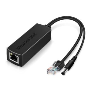 pwron active poe splitter adapter, 48v to 12v, ieee 802.3af compliant, 10/100mbps up to 100 meters for surveillance camera, wireless access point and voip phone