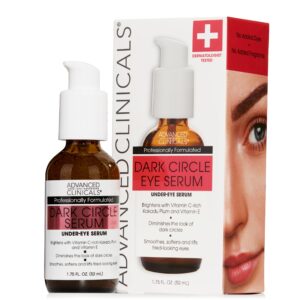 advanced clinicals dark circle under eye serum anti aging brightening facial treatment targets look of puffy eyes, crows feet, & sagging skin w/vitamin c, hyaluronic acid, & ferulic acid, 1.75 fl oz