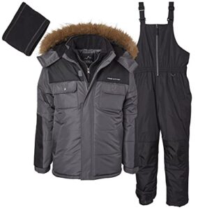 ixtreme baby boys' snowsuit - 2 piece insulated ski jacket and snow bib (toddler), size 4t, solid charcoal