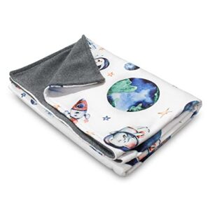 jaxson's world watercolor outer space baby blanket | 30x40 inches | minky fleece