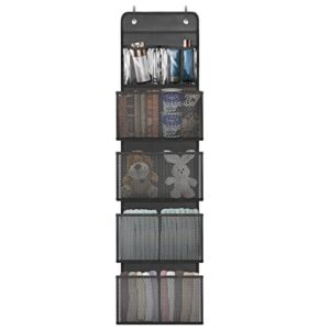 npet over door hanging organizer wall mount storage with clear pvc pocket, eva waterproof mesh pocket and oxford cloth material for closet bedroom nursery dorm (33bk01, black)