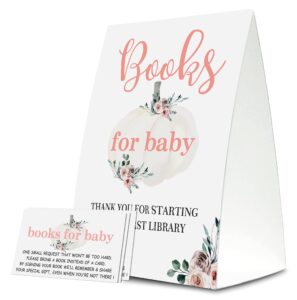 yuansailbook request for baby shower, books for baby cards, 1 sign 50 cards per pack – (bb004-book)