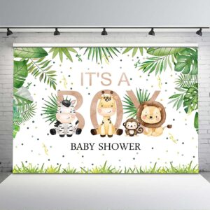 avezano it's a boy baby shower backdrop safari boy baby shower background jungle animals baby shower backdrops decorations for boys (7x5)