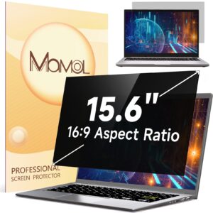 mamol 15.6 inch laptop privacy screen filter for 16:9 widescreen display, eye protection anti glare & blue light filter, privacy screen protector for 15.6" laptop